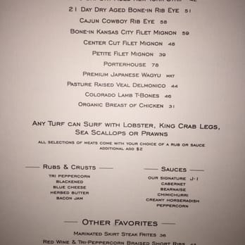 BOA Steakhouse - West Hollywood, CA, United States. Dinner menu