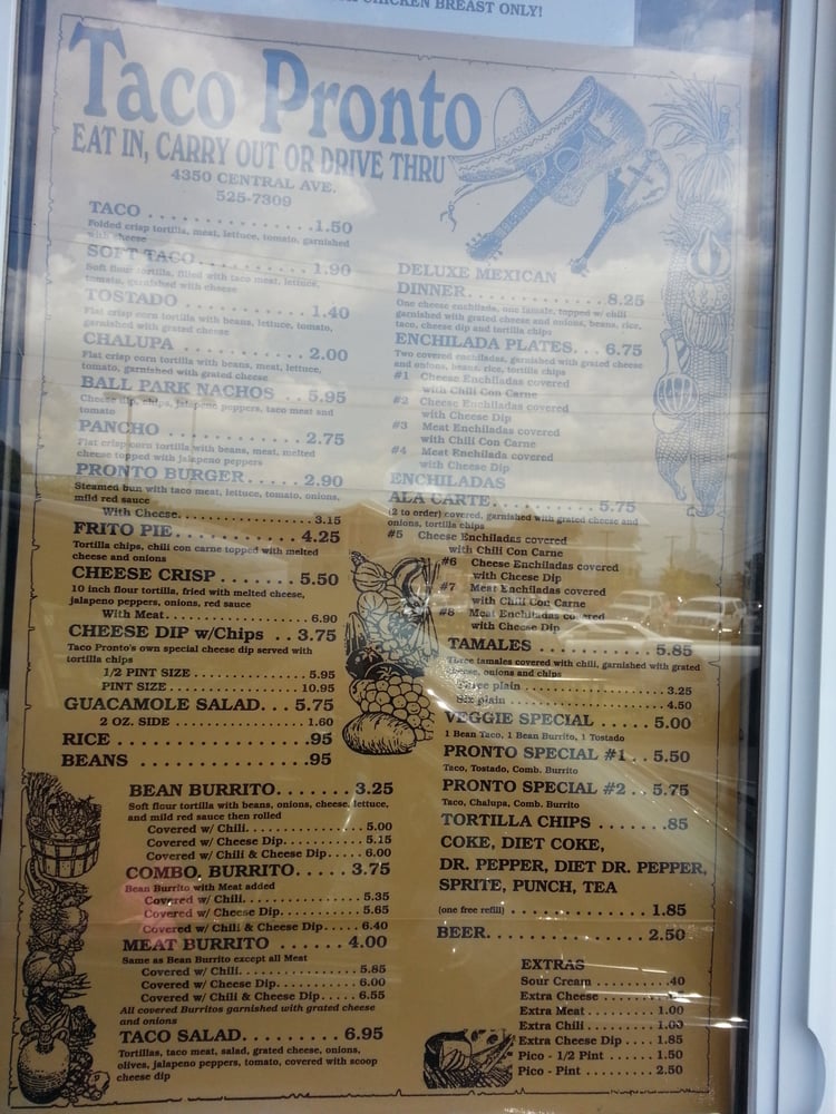 Online Menu of Taco Pronto Restaurant, Hot Springs, Arkansas, 71913 - Zmenu