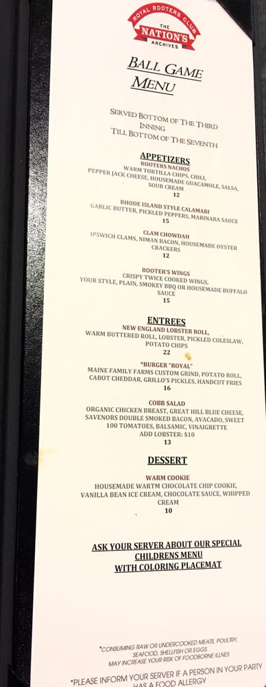 Online Menu of Royal Rooters Club Restaurant, Boston, Massachusetts ...