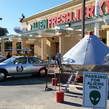 Alien Fresh Jerky - Baker, CA, United States. Alien spaceship and vehicle