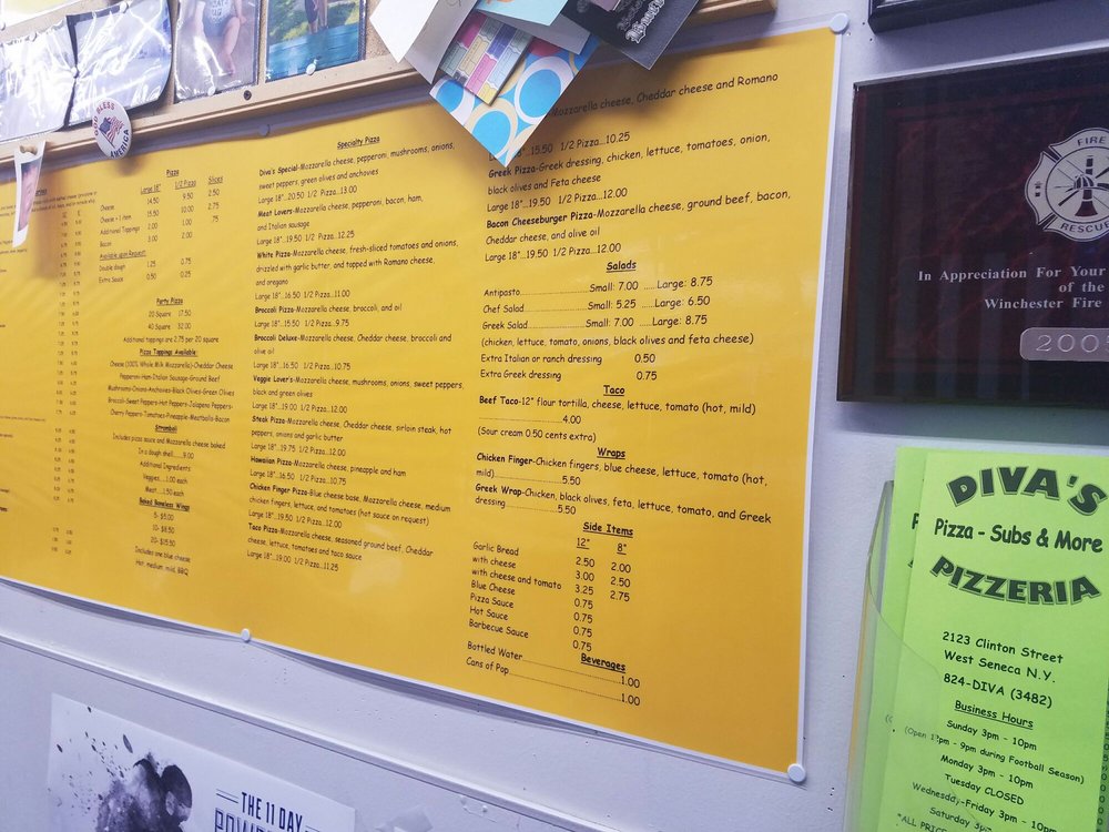 Online Menu of Divas Pizzeria Restaurant, Buffalo, New York, 14206 - Zmenu