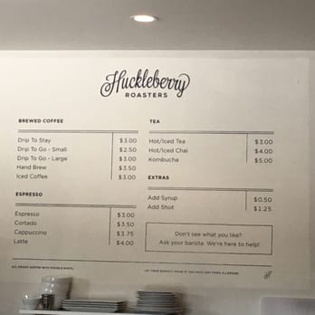 Huckleberry Menu