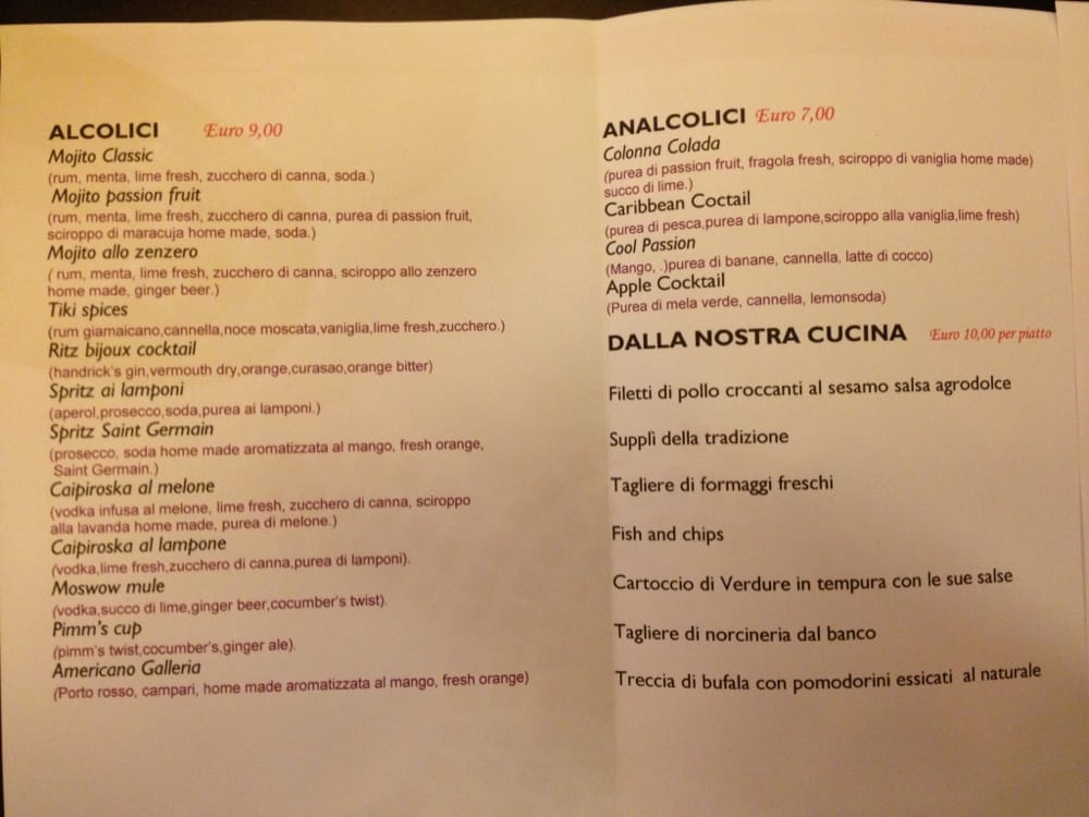Italy Menu Restaurant Rome