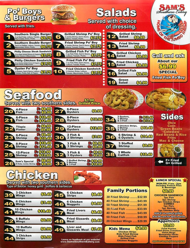 Sam’ Southern Eatery - Burgers - 724 Raymond Rd, Jackson, MS ...