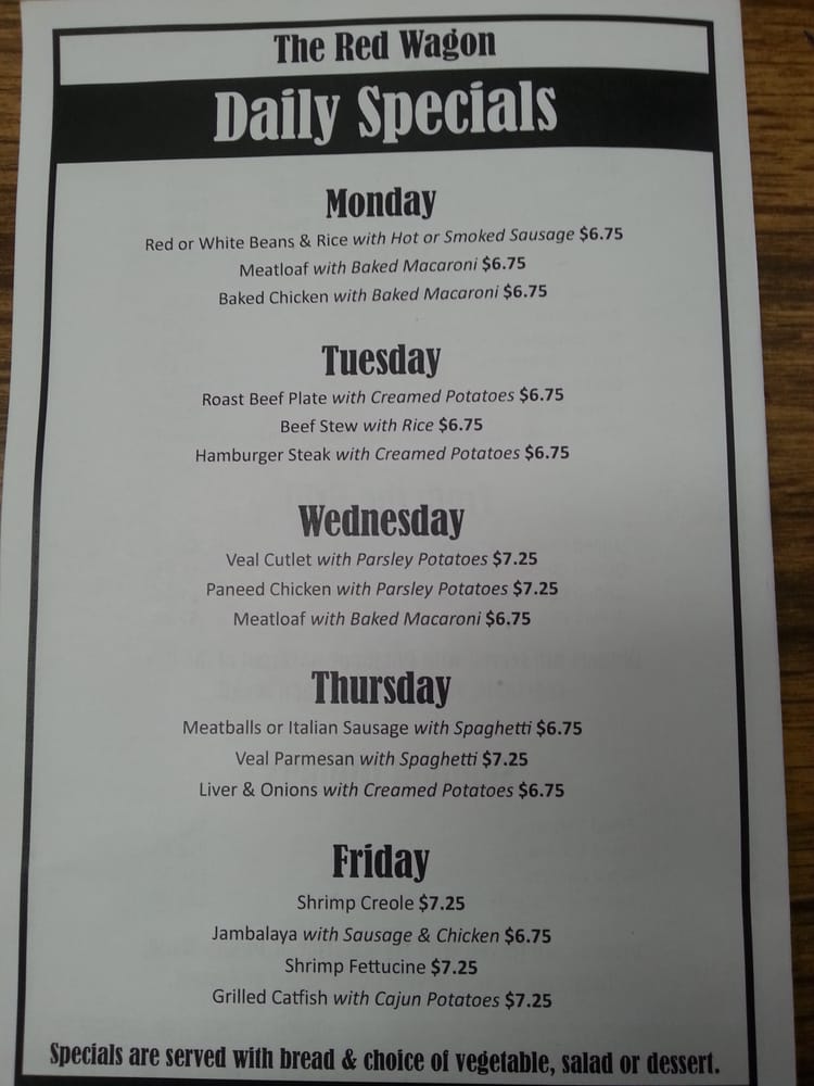 Online Menu of Red Wagon Restaurant, Harahan, Louisiana, 70123 - Zmenu