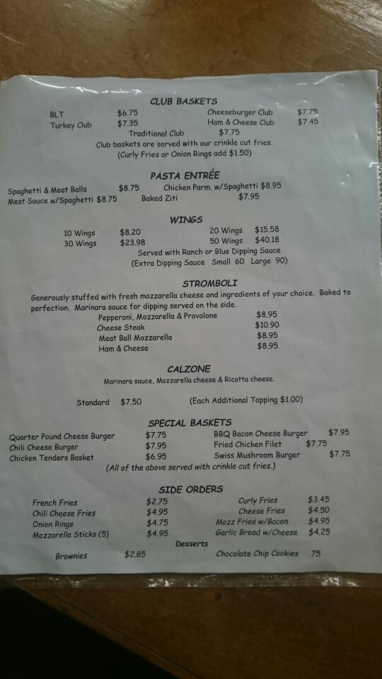 Menu at Georgetown Family Pizza pizzeria, Georgetown