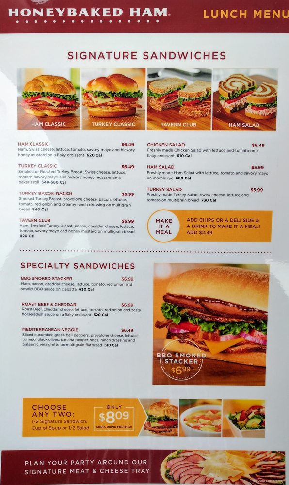 honey baked ham lunch menu