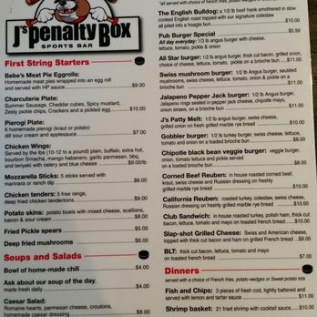 penalty box menu