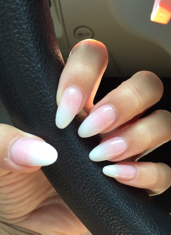 Acrylic Pink Ombre Nails New Nail Art nail Technician Smile coffin Shape Ombre Pink And White 